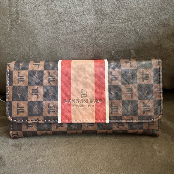 London Fog | Bags | London Fog Cognac Sophia Signature Flap Wallet ...